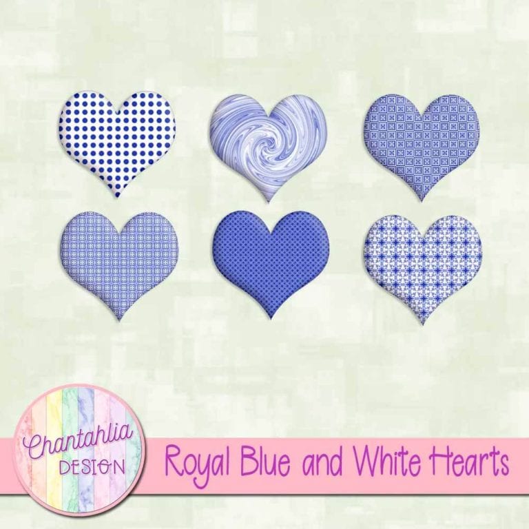 Free Hearts Design Elements in White and Royal Blue