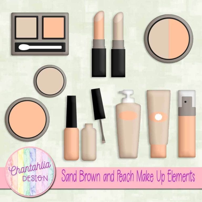 Free Brown and Peach Make Up Elements for Digital Scrapbooking