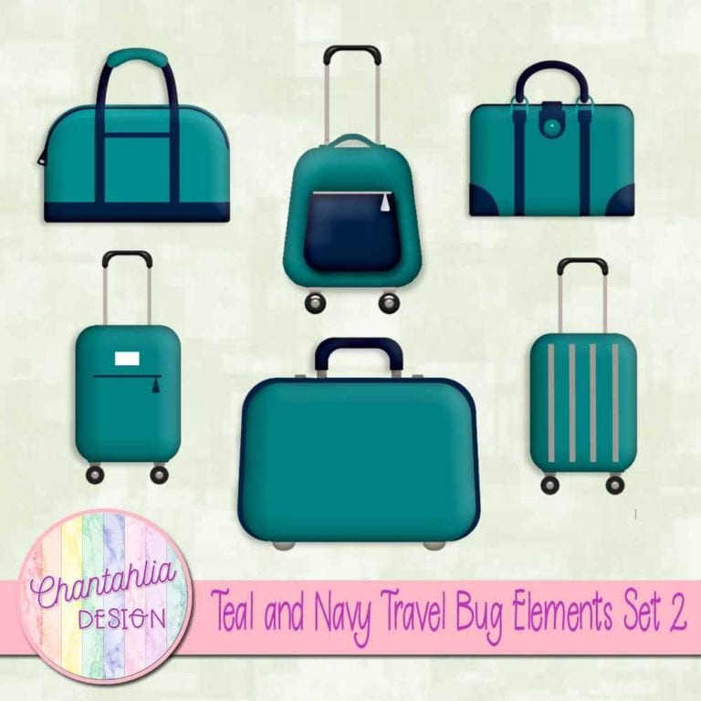 Free Teal and Navy Travel Bug Elements