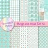 Free Beige and Aqua Digital Papers with Patterned Designs