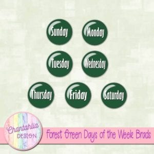 Free Days of the Week Brads Design Elements in Forest Green