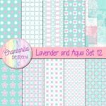 Free Lavender and Aqua Digital Papers with Patterned Designs