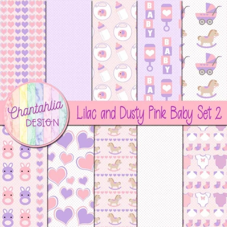 Free Lilac and Dusty Pink Baby Digital Papers