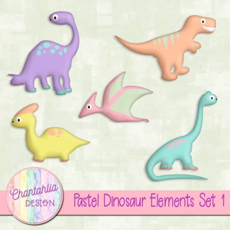 Free Pastel Dinosaur Design Elements