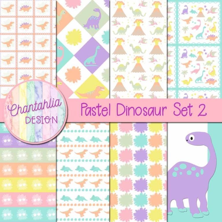 Free Pastel Dinosaur Digital Papers
