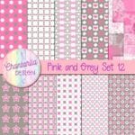 Free Pink and Grey Digital Papers with Patterned Designs