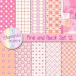 Free Pink and Peach Digital Papers with Patterned Designs