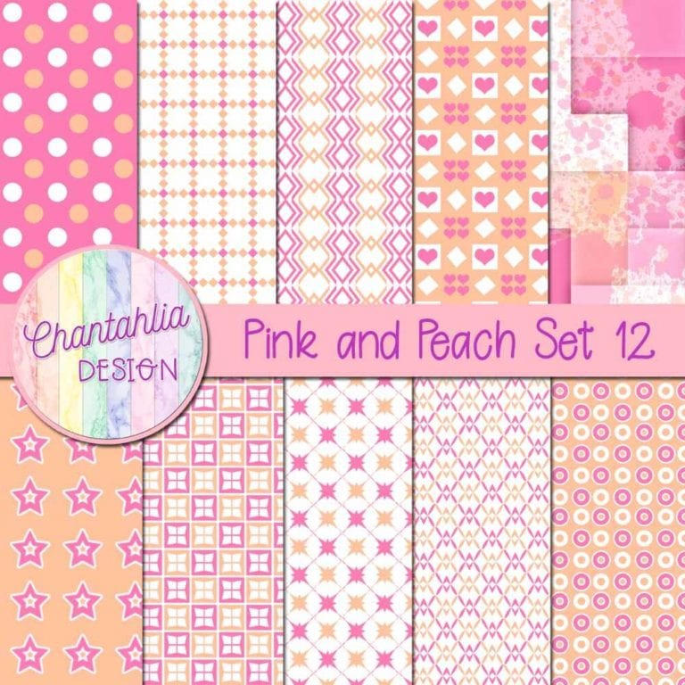Free Pink and Peach Digital Papers with Patterned Designs