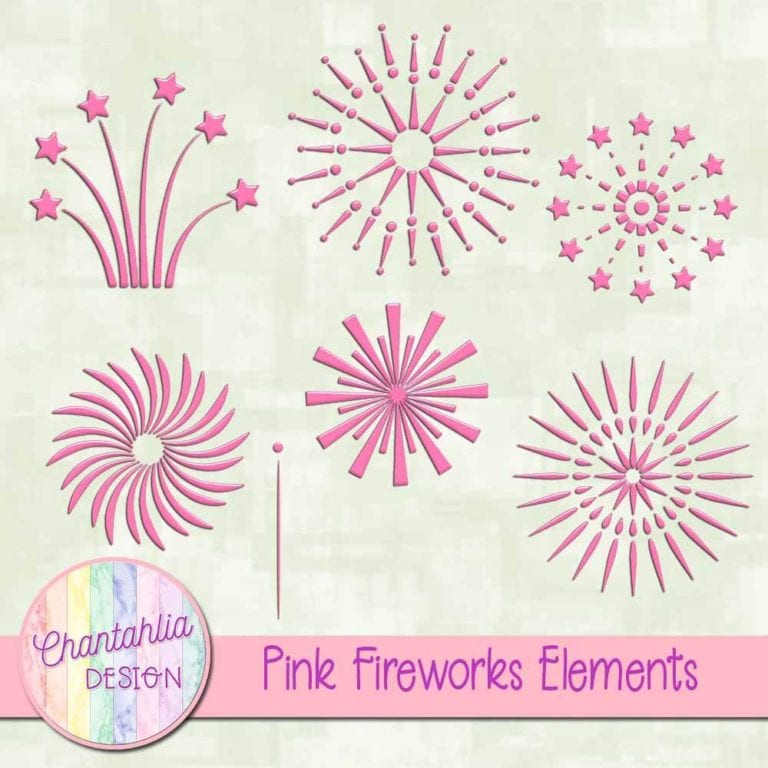 Free Pink Fireworks Elements for Digital Scrapbooking and Other Crafts