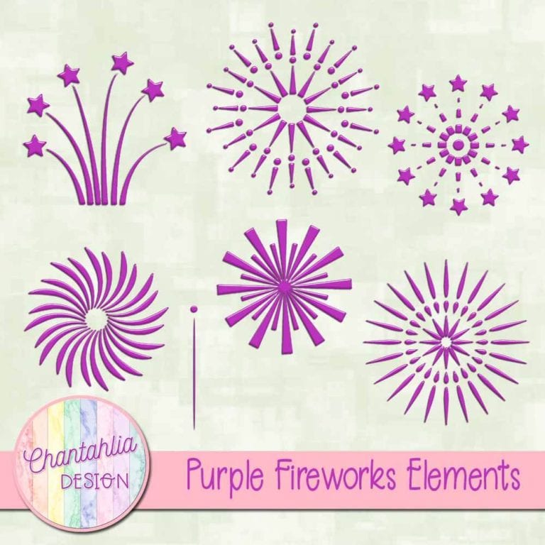 Free Purple Fireworks Elements for Digital Scrapbooking and Other Crafts