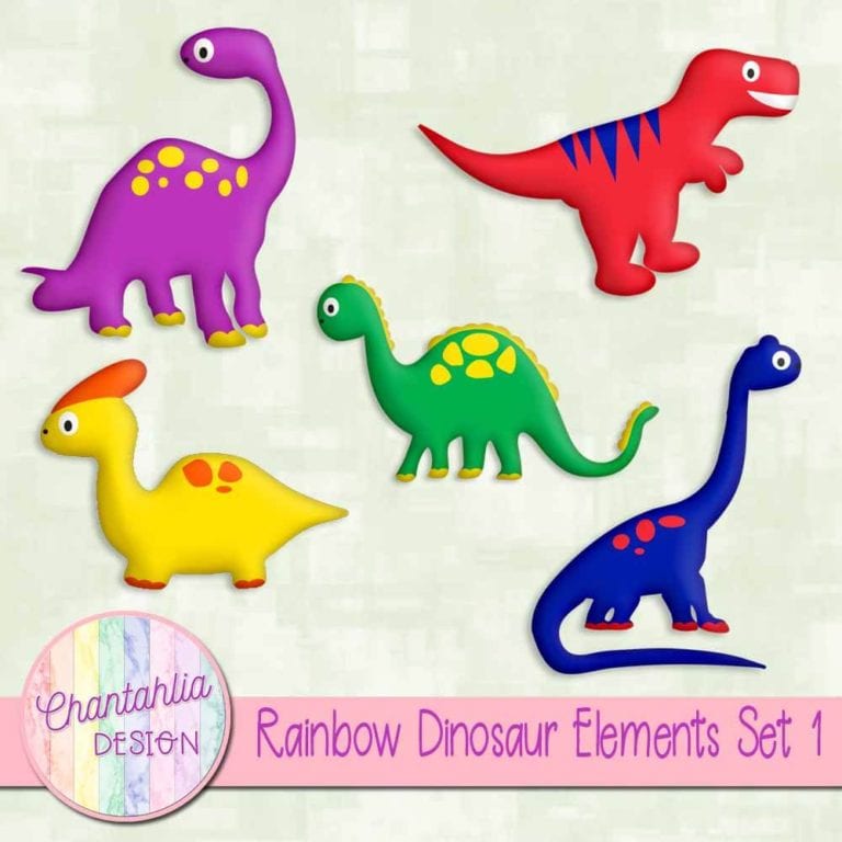 Free Rainbow Dinosaur Digital Papers