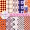 Free Royal Blue and Orange Digital Papers with Patterned Designs