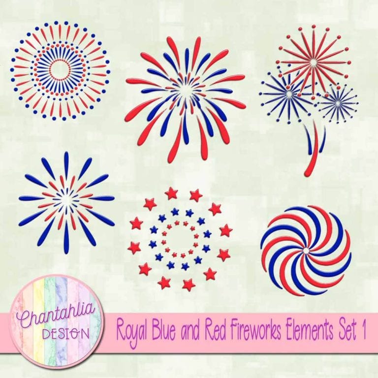 Free Blue and Red Digital Papers Fireworks for Digital Scrapbooking