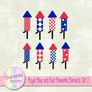 Free Blue and Red Digital Papers Fireworks for Digital Scrapbooking