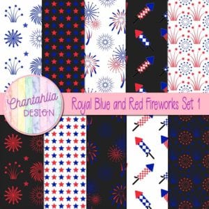 Free Blue and Red Digital Papers Fireworks for Digital Scrapbooking