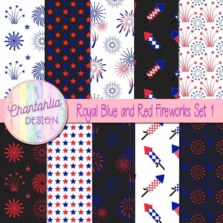 Free Blue and Red Digital Papers Fireworks for Digital Scrapbooking