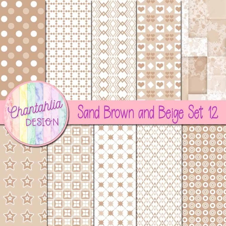 Free Sand Brown and Beige Digital Papers with Patterned Designs