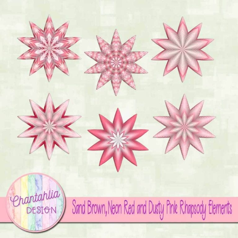 Sand Brown, Neon Red and Dusty Pink Rhapsody Elements