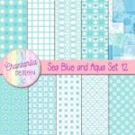 Free Sea Blue and Aqua Digital Papers with Patterned Designs