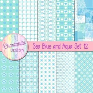 Free Sea Blue and Aqua Digital Papers with Patterned Designs