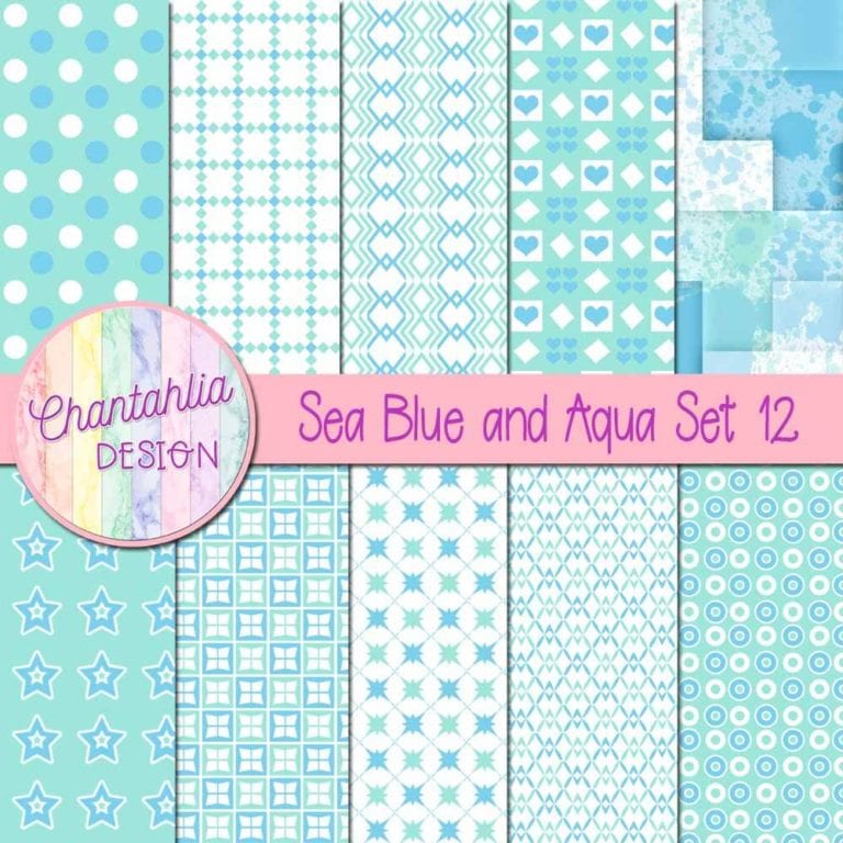 Free Sea Blue and Aqua Digital Papers with Patterned Designs