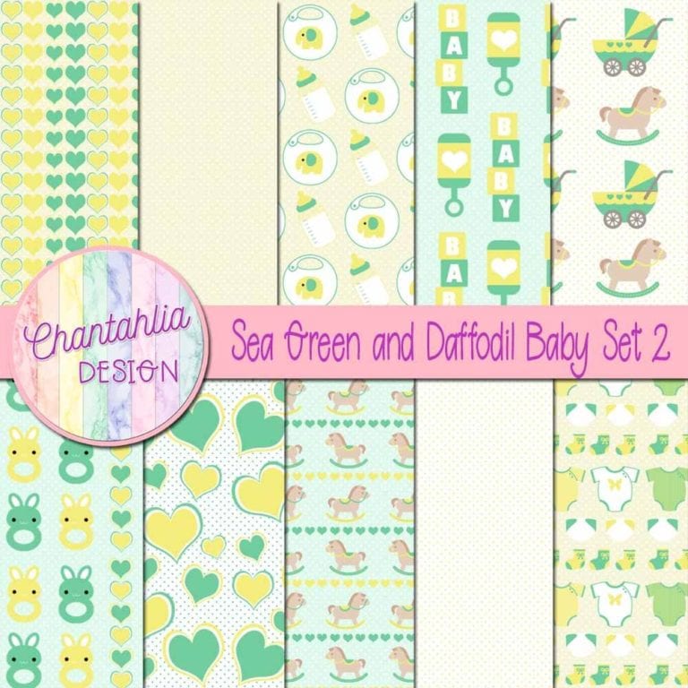 Free Sea Green and Daffodil Baby Digital Papers