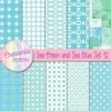 Free Sea Green and Free Sea Blue Digital Papers with Patterned Designs