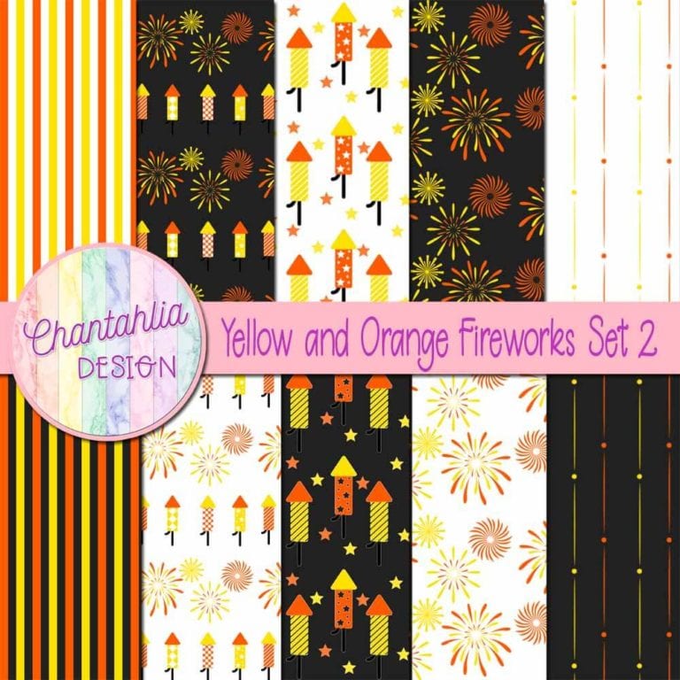 Free Yellow and Orange Fireworks Digital Papers for Digital Scrapbooking