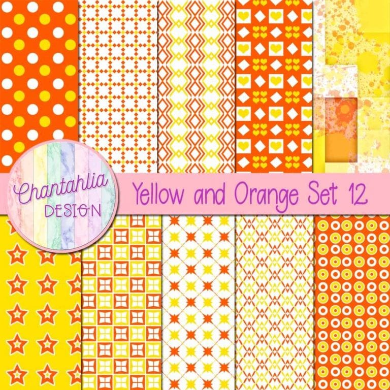 Free Yellow and Orange Digital Papers with Patterned Designs