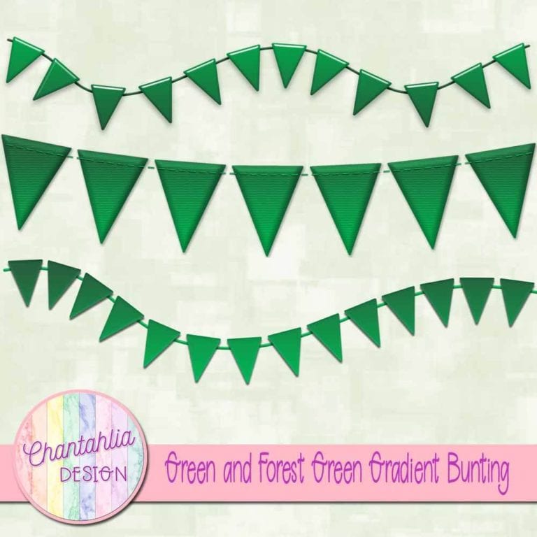 Free Green and Forest Green Gradient Bunting Design Elements