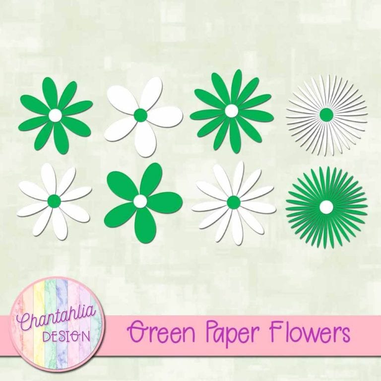 Free Paper Flowers Design Elements in Green