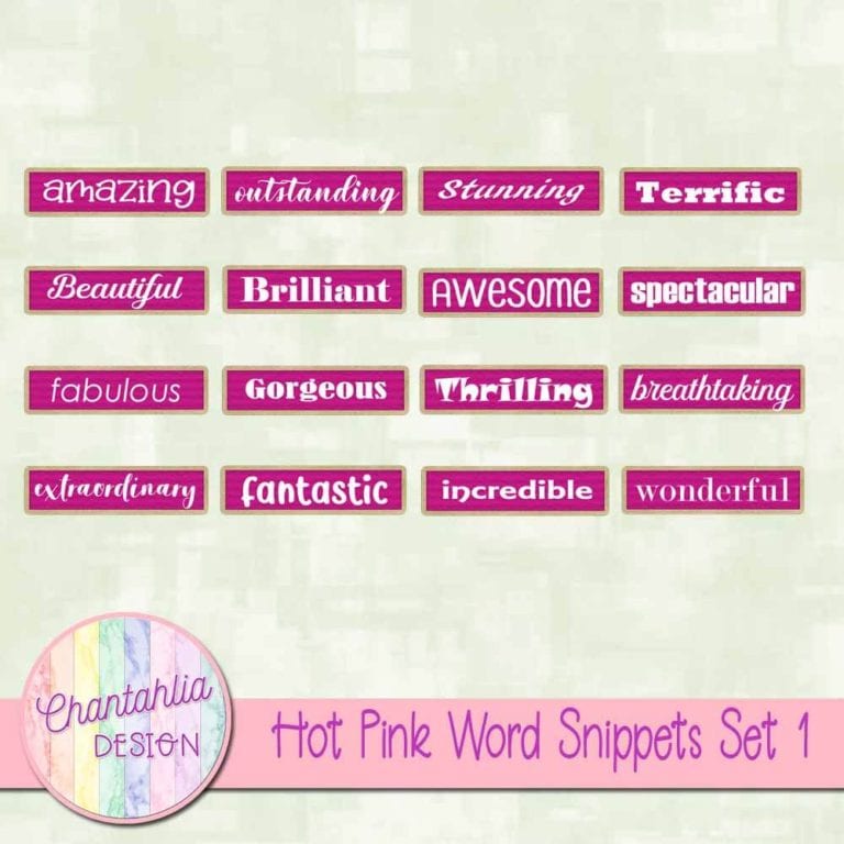 Free Word Snippets Design Elements in Hot Pink