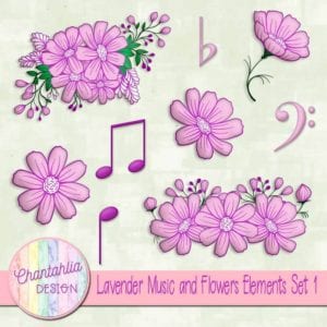 Free Lavender Music and Flowers Design Elements