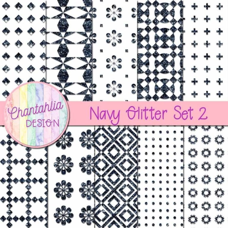 Free Digital Papers featuring Navy Patterned Glitter Designs