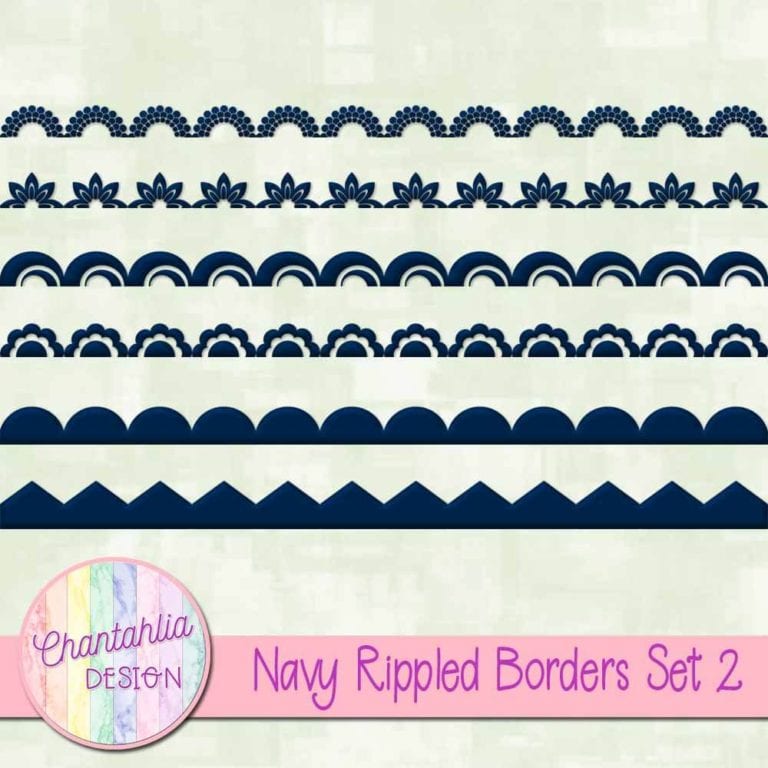 Free Rippled Borders Design Elements in Navy