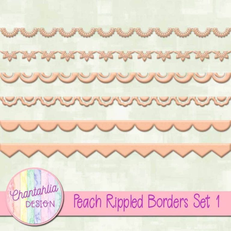 Free Rippled Borders Design Elements in Peach
