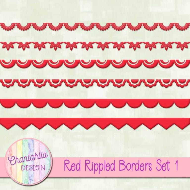 Free Rippled Borders Design Elements in Red