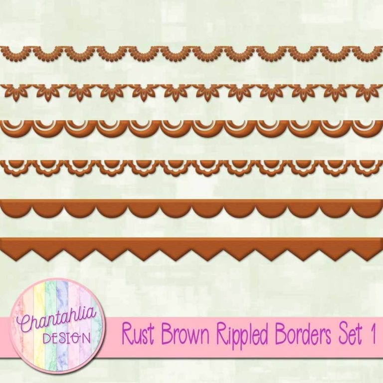 Free Rippled Borders Design Elements in Rust Brown
