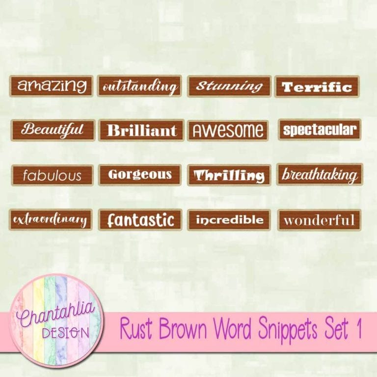 Free Word Snippets Design Elements in Rust Brown