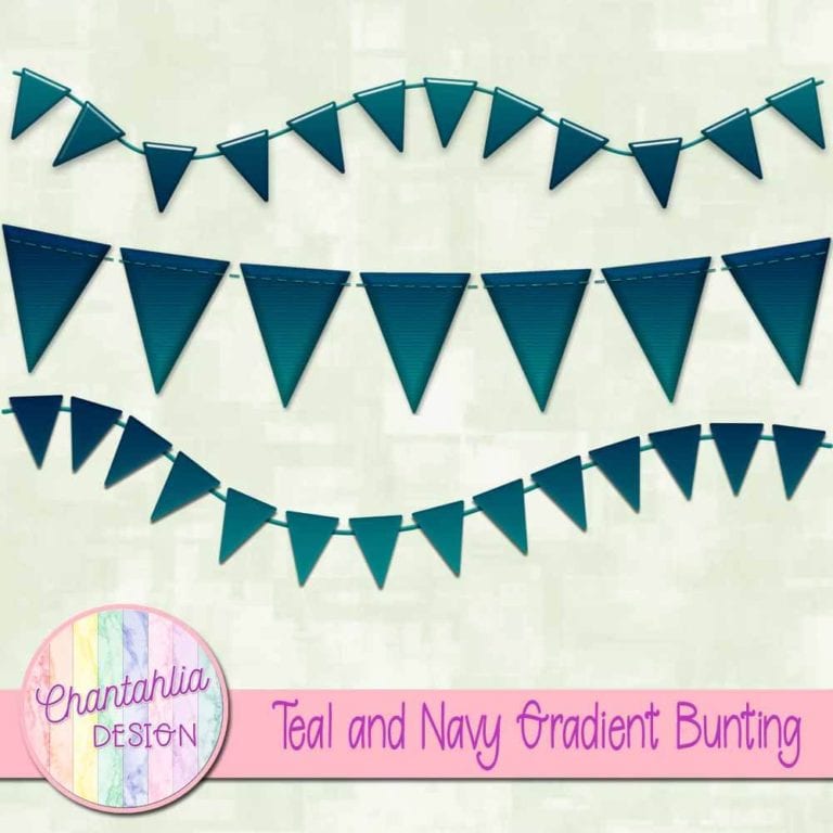 Free Teal and Navy Gradient Bunting Design Elements
