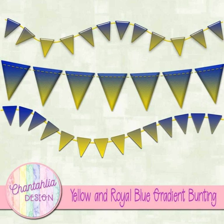 Free Yellow and Royal Blue Gradient Bunting Design Elements