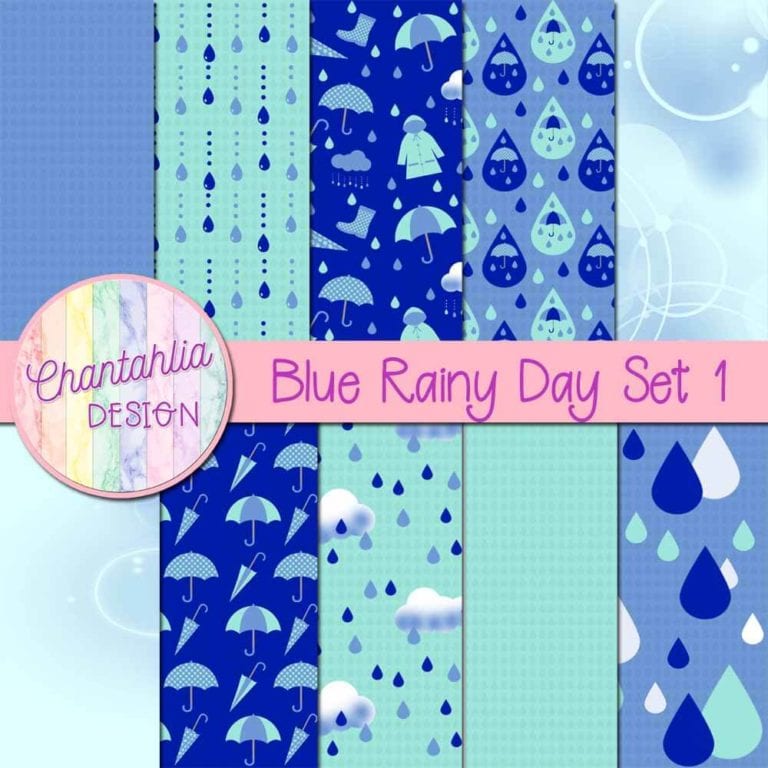 Free Blue Rainy Day Digital Papers