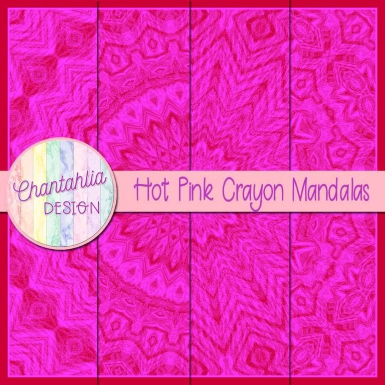 Free Digital Papers featuring Hot Pink Crayon Mandalas Designs