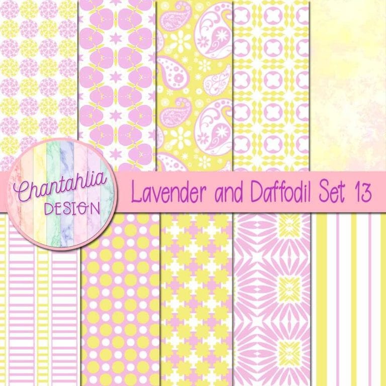 Free Lavender and Daffodil Digital Papers with Patterned Designs