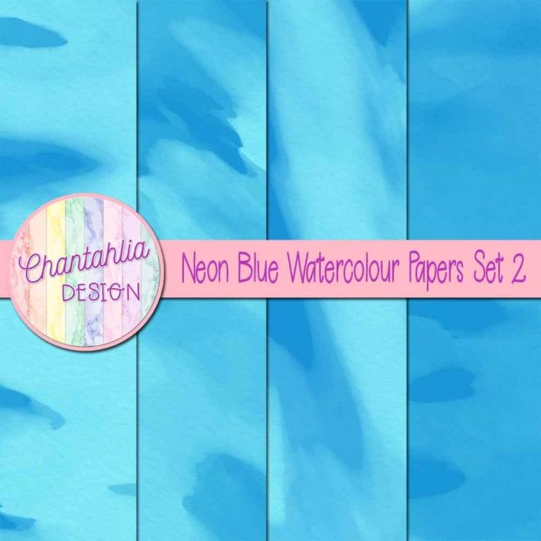 Free Digital Papers featuring Neon Blue Watercolour Designs