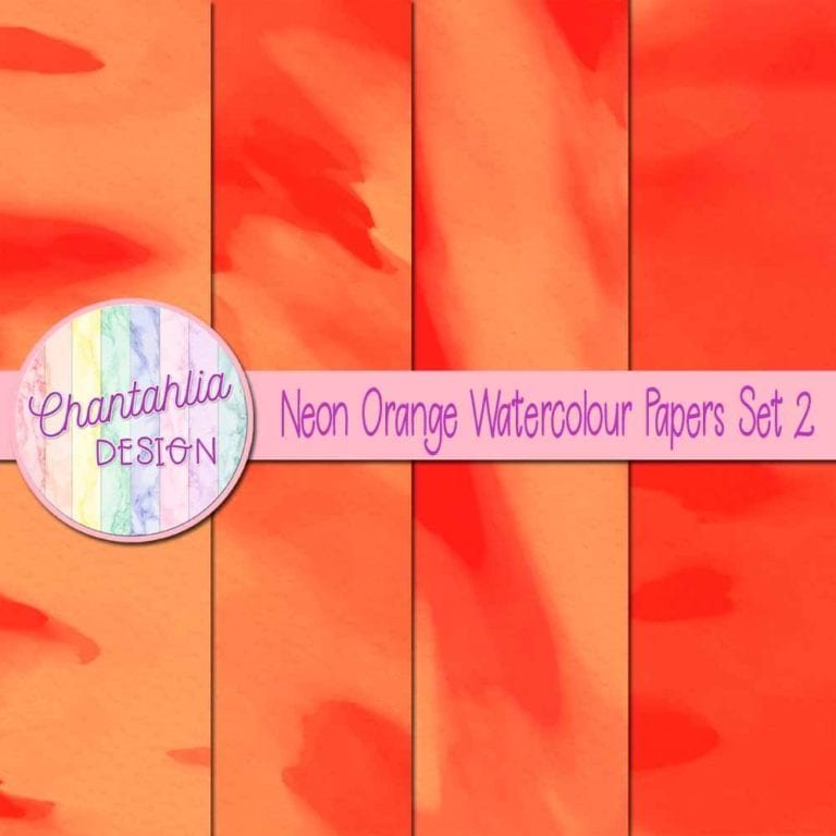 Free Digital Papers featuring Neon Orange Watercolour Designs
