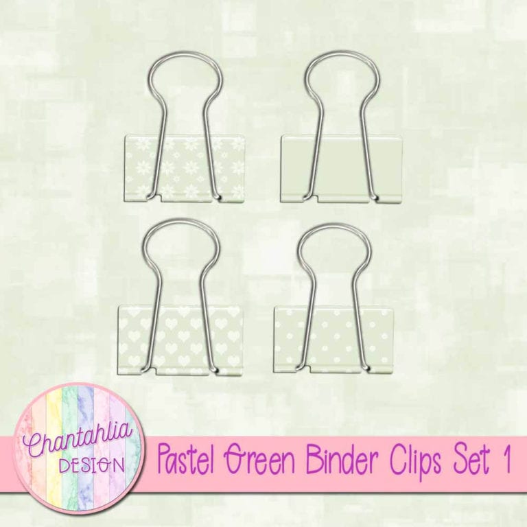 Free Pastel Green Binder Clips Design Elements