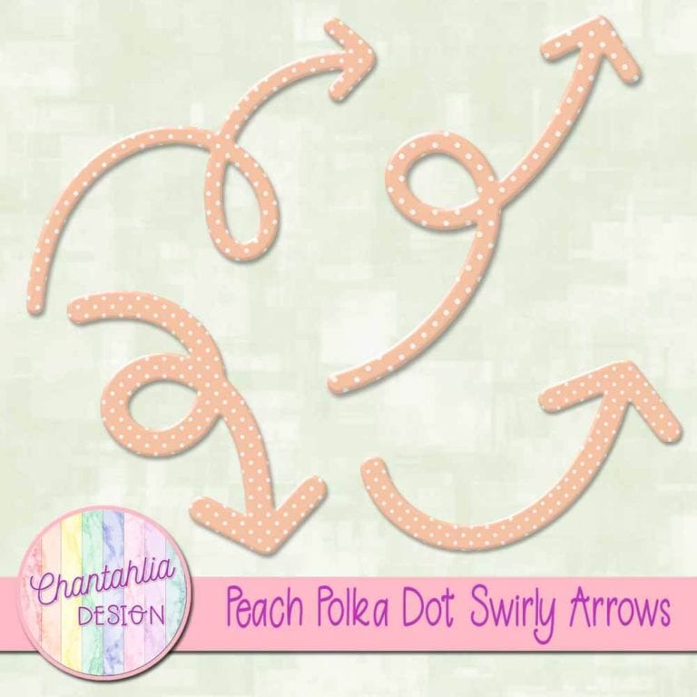 Free Peach Polka Dot Swirly Arrows Design Elements