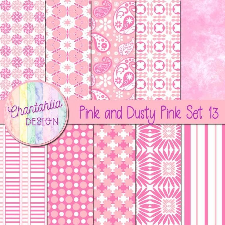 Free Pink and Dusty Free Pink Digital Papers with Patterned Designs