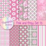 Free Pink and Grey Digital Papers with Patterned Designs